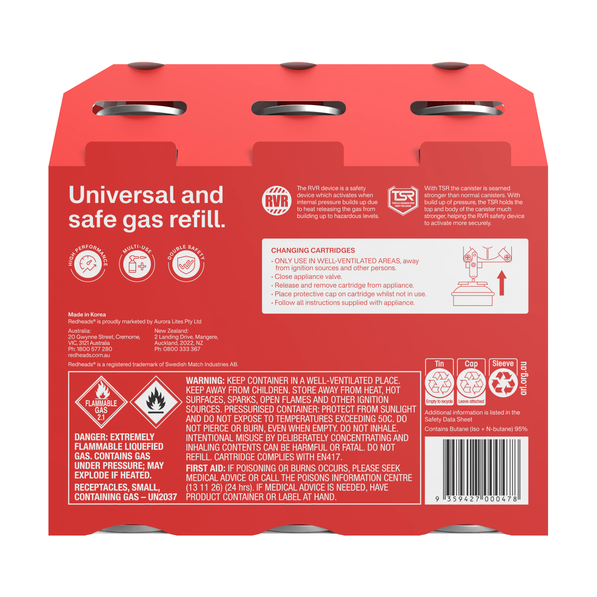 Redheads Butane Gas Cartridges - High-Performance, Multi-Use, Double ...